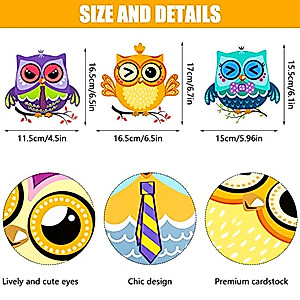 TUANTUAN 63 Pieces Owls Cut-Outs Owls Accents Paper Cutouts Adorable Owl Paper Cutouts with 100 Pieces Glue Point Dots Jungle Animal Cutouts for Bulletin Boards Back to School Classrooms Supplies