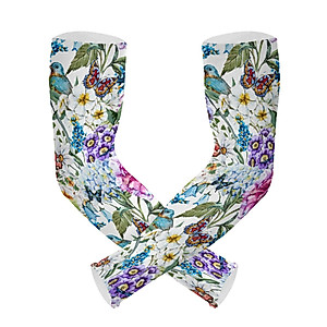 JUNZAN Gardening Arm Sleeves Farm Sun Protection Cooling Sleeves for Women Men with Thumb Hole Floral Flowers