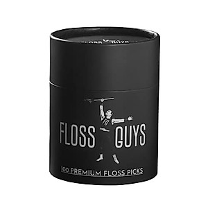 Floss Guys Premium Unflavored Compostable Floss Picks | Individually Wrapped | Biodegradable Plant-Based Flossers | Vegan | BPA Free |, Black, 100 Count (Pack of 1)