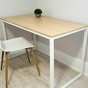 CROSSDESIGN Computer Desk Wood Office Table, Modern PC Laptop Notebook Study Writing Table for Home Office Workstation (47.2'' Oak Color)