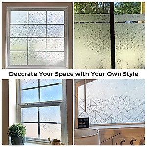 Coavas Window Privacy Film, Frosted Glass Static Cling, Decorative for Bathroom Door Covering, UV Blocking Window Cling, Non-Adhesive Vinyl Sticker, Day and Night Windows Tint for Home,17.5x78.7 inch