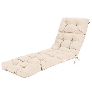 Chair, 72” x 22” x Chaise Lounge w/4 String Ties, Thickened, Tufted Patio Recliner for Outdoor Indoor Cushions, 1 Count (Pack of 1), Beige