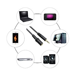 Pasow 3.5mm Stereo Male to Female Extension Audio Cable Cord (1 Feet)