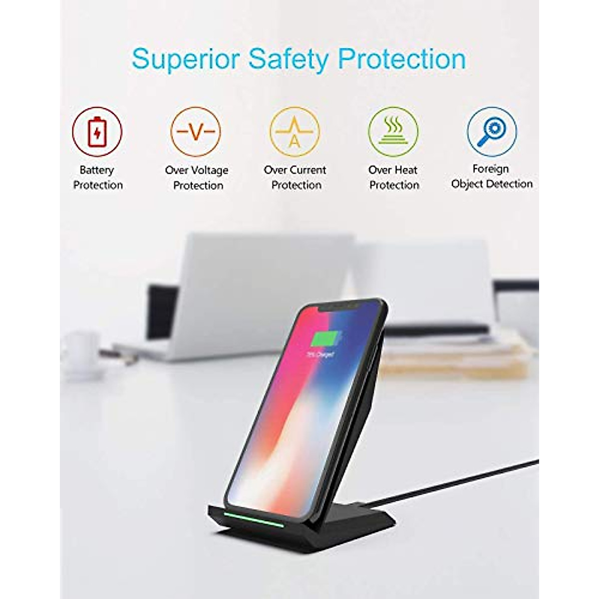 Fast Wireless Charger, [2 Pack] NANAMI Qi Certified Wireless Charging Stand Compatible iPhone 14/13/12/SE 2020/11 Pro/XS Max/XR/8, Samsung Galaxy S23/S22/S21/S20/S10/S9/Note 20/10 and Qi-Enabled Phone
