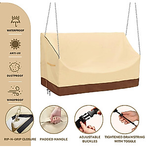HEPOVER Porch Swing Cover 61Inch Waterproof Hanging Outdoor Swing Cover Garden Hammock Swing Chair Cover Patio Furniture Cover