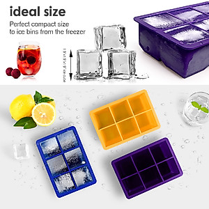 Excnorm Silicone Ice Cube Trays 3 Pack - Large Size Silicone Ice Cube Molds with Leak Proof Removable Lid Square Ice Cube Tray And BPA Free for Cocktail,Whiskey, Stackable Flexible Ice