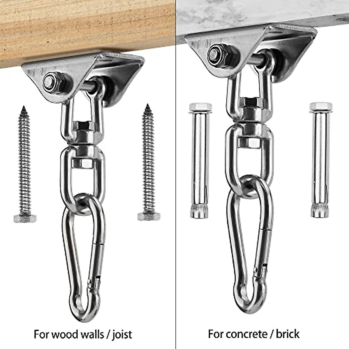 Velomill Hammock Hanging Kit, 1000 lb Capacity Heavy Duty 360° Rotate Swing Ultra Durable Hooks for Swing, Chair, Multiple Indoor Outdoor Gym