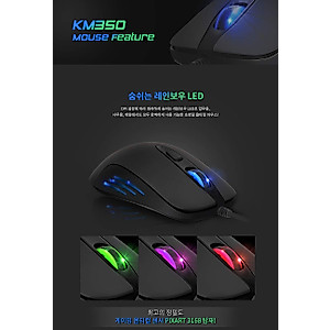 ABKO KM350 Desktop Keyboard & Mouse Gaming Combo Rainbow LED, 19 Key Anti-Ghosting, Max 3200 DPI English/Korean Type