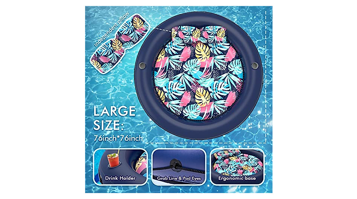 LUSVNEX Tanning Pool Lounger Float for Sunbathing & Outdoor Pool
