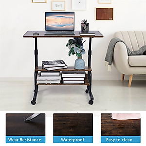 Computer-Desk Office-Desk, Small-Folding Gaming-Laptop Home-Office Desks for Small Spaces, Writing Study Desk Table with Storage for Home Bedroom, Adjustable Height 32×16×25-36 inches