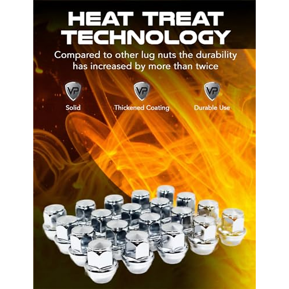 Set of 20 Veritek 12x1.5mm 3/4 19mm Hex 1.25 Inch 31.75mm Length Chrome OEM Factory Style Large Acorn Seat Lug Nuts for Ford Focus Fusion Escape Lincoln MKC MKZ Factory Wheels