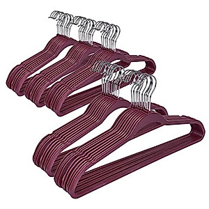 Quality Hangers Clothes Hangers 50 Pack - Non-Velvet Plastic Hangers for Clothes -Heavy Duty Coat Hanger Set -Space-Saving Closet Hangers with Chrome Swivel Hook, Non-Flocked Hangers, Raspberry