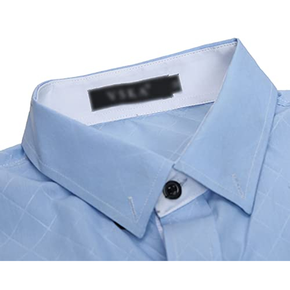 Men Business Long Sleeve Dress Shirt Stylish Slim Fit Button Up Shirts Lightweight Printed Turn-Down Collar Shirt (Light Blue,X-Large)
