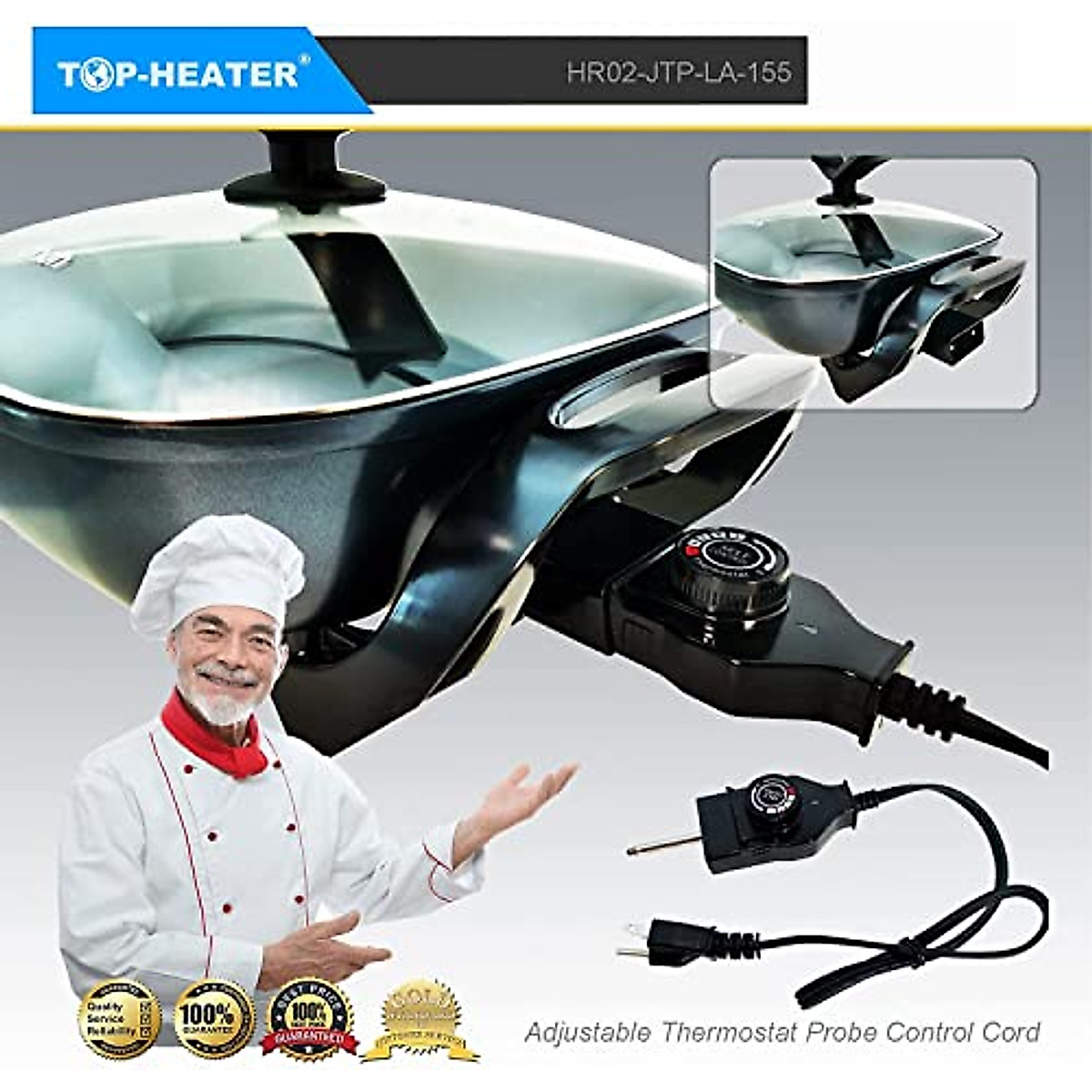 Adjustable Thermostat Probe Cord for Masterbuilt Smokers & Electric Griddles，Outdoor/Household Electric Smoker,Power Cord with Thermostat Control,HR Huare Technology 15A/125V