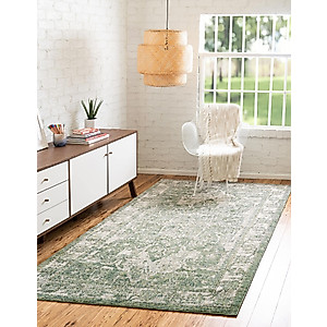 Unique Loom Isabella Collection Area Rug - Adjani (5' 1" x 8' Rectangle, Green/ Ivory)
