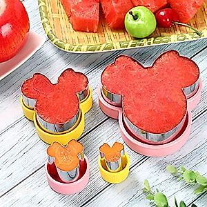 Elfkitwang Minnie Themed Cookie Cutters Set,Minnie Head Cartoons Shapes Cookie Cutter for Kids Sandwich Cakes Biscuits Vegetables Fruit Cutters Baking Mold(Assorted Sizes)