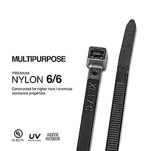 TR Industrial Multi-Purpose UV Resistant Black Cable Ties, 12 inches, 100 Pack