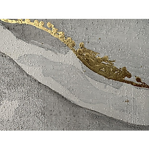 100% Hand Painted Black White and Gold Wall Art, Big Painting 28X40 Inch, Abstract Canvas Wall Art with Gold Foil Textured Art, Modern Wall Pictures for Living Room.