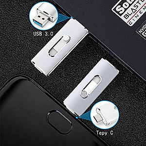 64GB Flash Drive, Aiibe Thumb Drive Memory Stick Jump Drive Pen drive 64 GB USB 3.0 Type C Retractable Capless Dual USB OTG Flash Drives for USB C Smartphones, Samsung Galaxy S8 S9, Tablet, Mac and PC