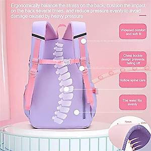 LELEBEAR Bunny Backpack,Large Capacity Waterproof Kawaii Bookbag for Grades 1-6,Kawaii Bunny Backpack for Girls (Purple, Large)