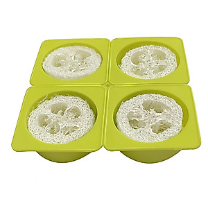 Natural Loofah Soap Making Kit Mold Includes 4pcs 1" Loofah Slices Cuts and Round Silicone Soap Mold