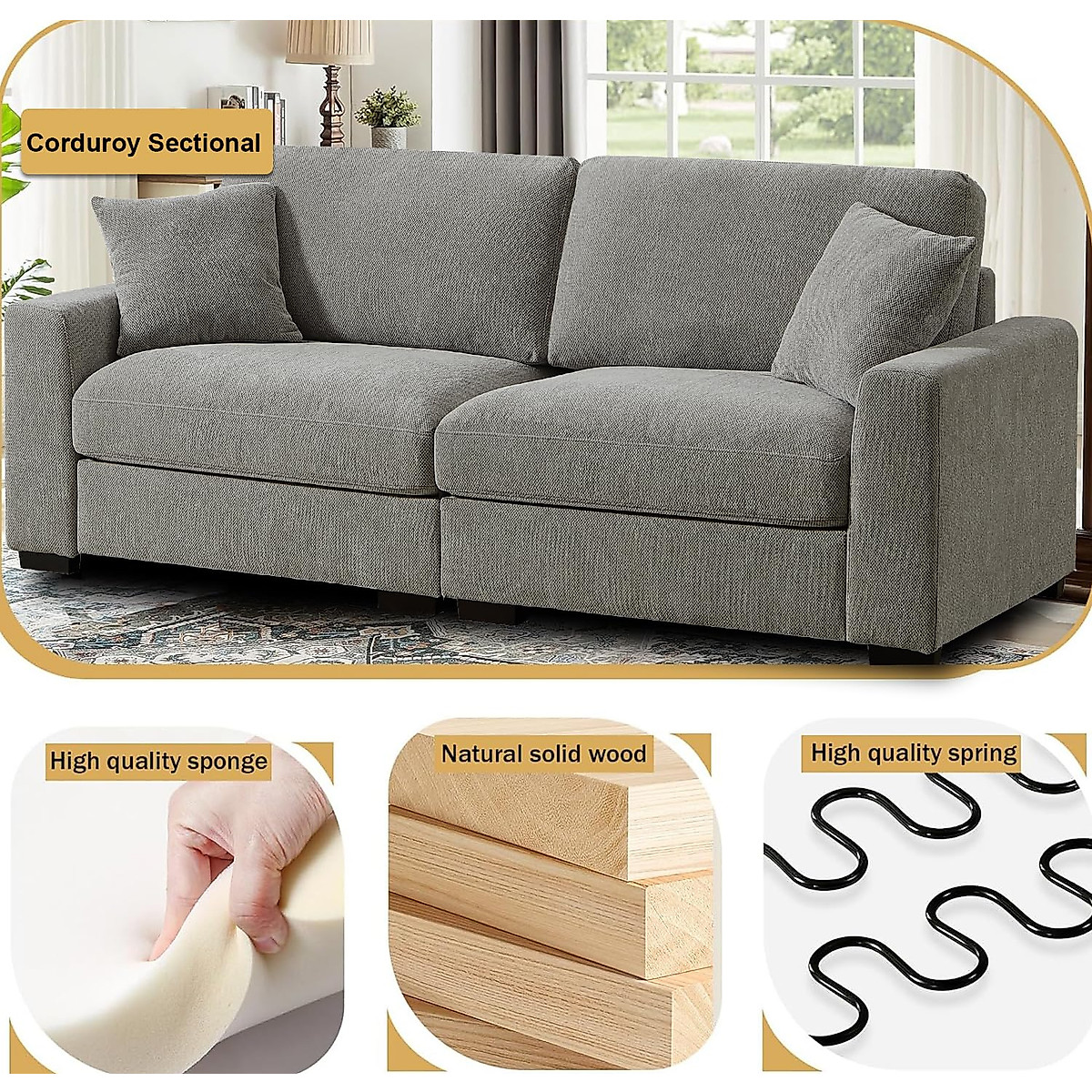 asunflower Deep Sectional Sofa Modular Large Couch for Living Room Apartment with Deep Seat 5 Seat L Shape Modern Chenille Couch with Chaise Oversized Sectionals