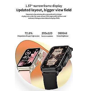 Smart Watches for Women Men with Call, Smart Watch Fitness Tracker With Blood Oxygen Blood Pressure and Sleep Monitor, 1.57'' Full Touch Screen IP68 Waterproof, for Android IOS Phone(with 2 bands)