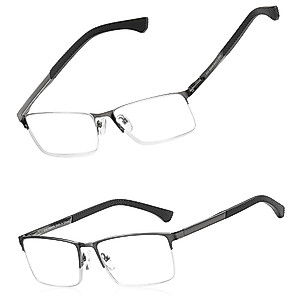 EYECEDAR 5-Pack Reading Glasses for Men Metal Half Frame Rectangular Style Spring Hinges Eyeglasses Mens Readers 2.50