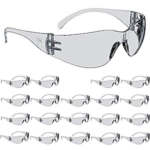 3M Safety Glasses, Virtua, ANSI Z87, 20 Pairs, Indoor/Outdoor Clear Hard Coat Lens, Clear Frame