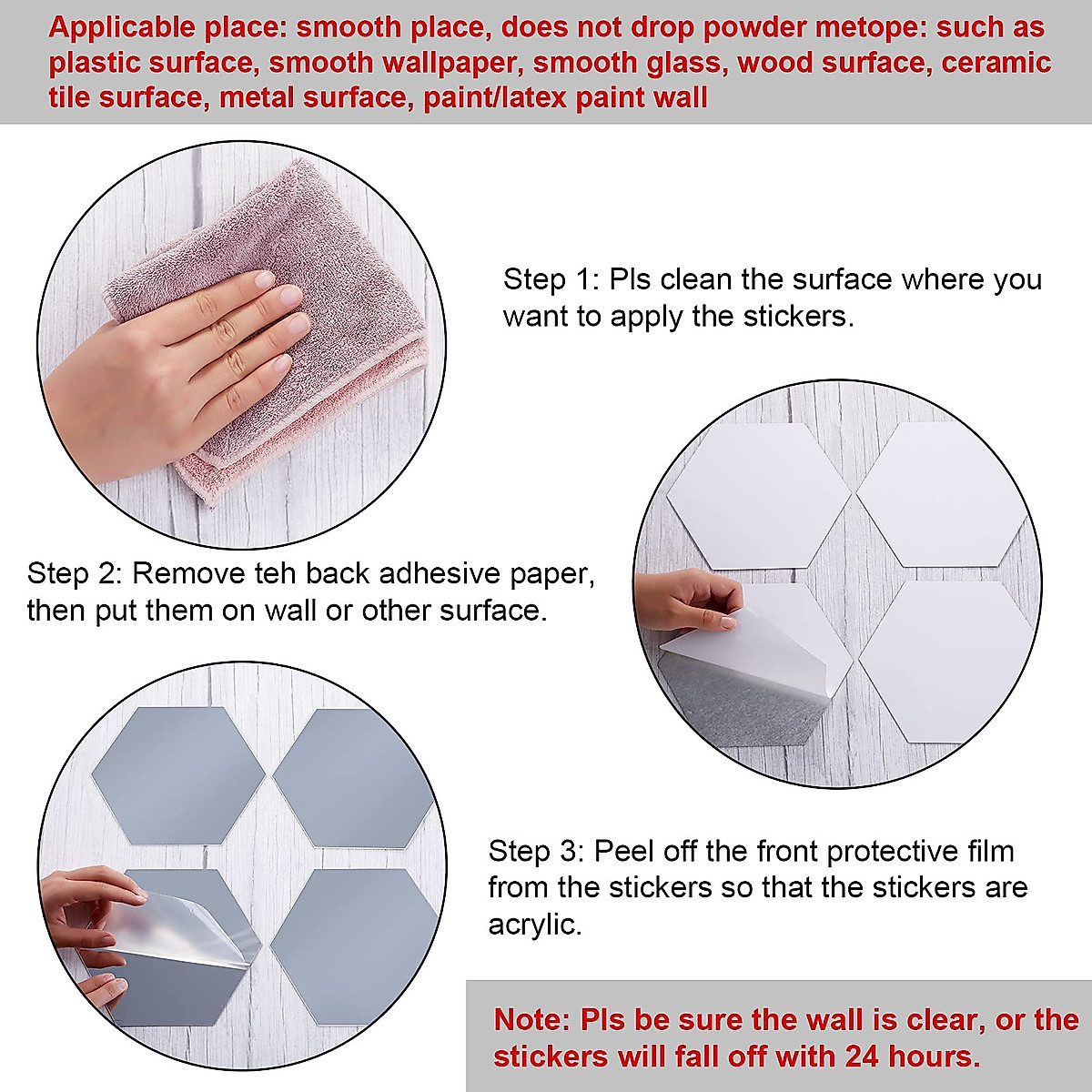 Shappy 32 Pcs Hexagon Mirror for Wall Stickers Removable Acrylic Mirror Setting Honeycomb Wall Sticker Decal Decor for Home Art Room Living Bedroom Background Decoration