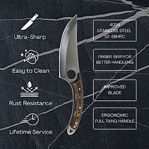 ATASAN Viking Knife Meat Cleaver 6” Hand Forged Boning Knife | Husk Multipurpose Chef Knives for Home | Ultra-Sharp Made in Turkey Chef Knife - Using 4034 Stainless Steel (Werzalit with Grip)