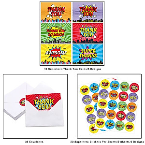 Kid Thank You Cards 36 Thank You Notes Greeting Cards with Envelopes for Teacher Friends Family Wedding Business Gift Cards Birthday