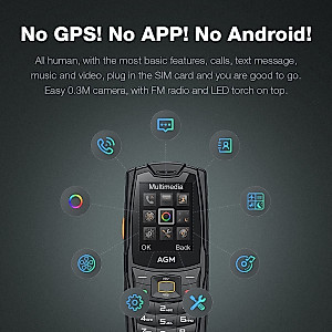 AGM M6 4G Rugged Phone, Large Button Cell Phones for Seniors, Waterproof/Dustproof/Drop-Proof, 2500mAh Battery, 109dB Powerful Speaker, 2.4'' Touchscreen, Dual SIM Cards, T-Mobile Only, 48+128MB