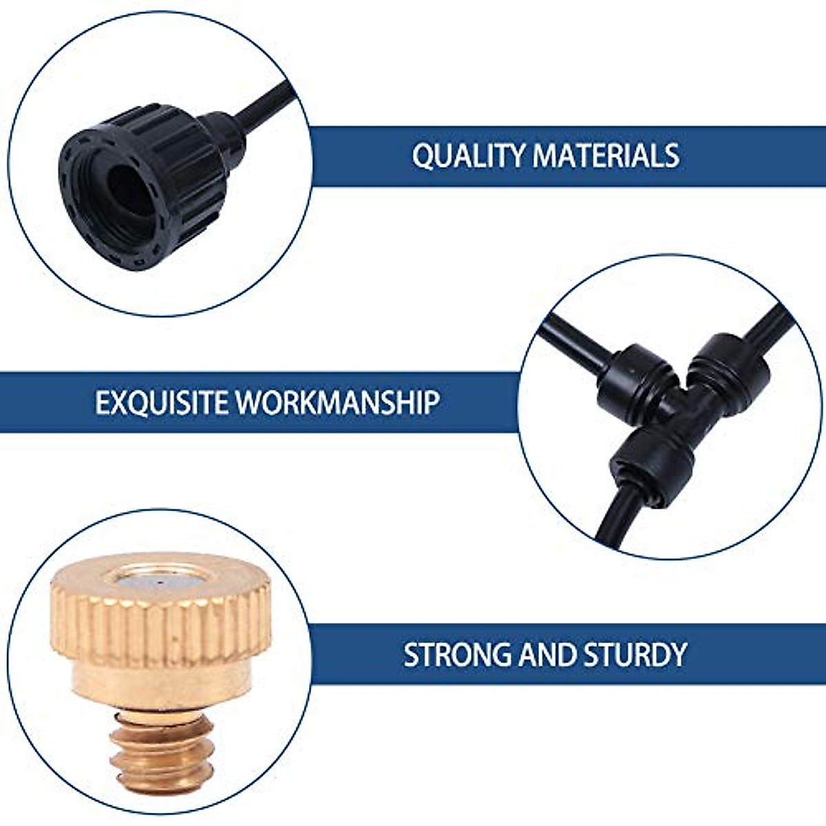OUNONA 1 Set 12 Nozzles Black Nozzle Line Mister Misting Inch Cooling Spray Sprinkler Canopy Mist Ring Ties Inches Water Garden Kit Greenhouse Indoor Porch Pool Fan Deck Outdoor