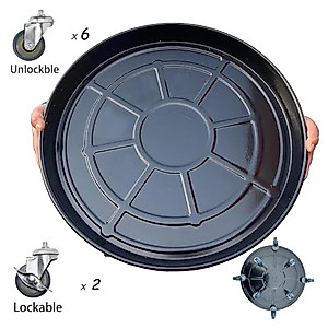 SKAFORZ Plant Caddy 18 Inches,Black Heavy Duty Metal Plant Stand with Lockable Wheels, Support 800 Lbs(8 Wheels) Plants Indoor Outdoor Flowerpot Tray on Casters to Carry Potted Flower Pot