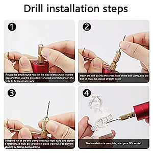 Electric Resin Drill Set,Pin Vise for Resin Molds Jewelry Casting, YASPIT Anti-Skid Drill Press Vise, 210 PCS Keychain making Supplies, Precision Hand Drill Kit for DIY Resin Keychains Jewelry Making