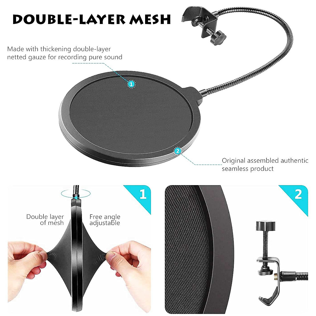 HYPERX Latest Quadcast USB Condenser Microphone Bundled with GalliumPi Popfilter Accessories