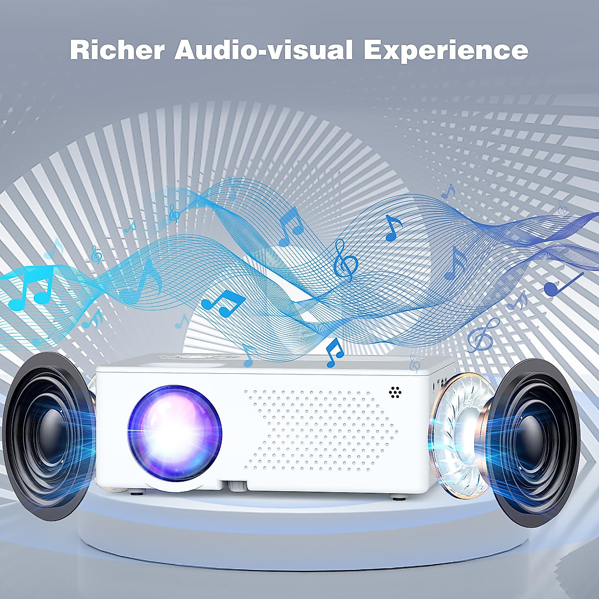 5G WiFi Projector with Screen, 400 ANSI Real Native 1080P 4K Outdoor Projector for Theater Movies, Synchronize Smartphone, Compatible W/ TV Stick/HDMI/PS4/Console [120'' Screen Included]