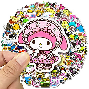100Pcs Cute Kawaii Stickers for Teens, Cartoon Water Bottle Stickers, Waterproof Vinyl Japanese Anime Sticker Pack for Kids Girls Laptop, Phone, Luggage, Skate, Guitar, Helmet