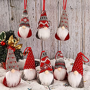 Christmas Gnomes Hanging Ornaments Set of 8, Swedish Gnome Handmade Plush Santa Elves Christmas Tree Hanging Decorations Holiday Xmas Decorations