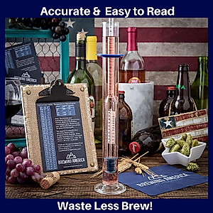 Thermo-Hydrometer ABV Tester Kit Triple Scale for Beer/Wine - Pro Series American-Made Specific Gravity Hydrometer with Thermometer Temperature Correction, N.I.S.T Traceable (KIT)