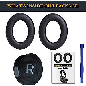SOULWIT Replacement Earpads for Bose 700 (NC700) Wireless Headphones, Ear Pads Cushions with Softer Leather, High-Density Noise Cancelling Foam, Added Thickness - Black