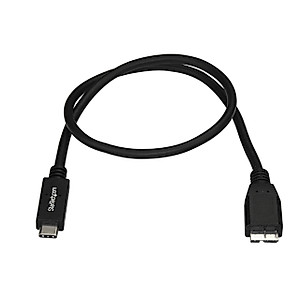 StarTech.com USB C to Micro USB Cable 0.5m - USB 3.1 Type C to Micro USB Type B Cable - Micro USB 3.1 to USB-C - Thunderbolt 3 Compatible (USB31CUB50CM)