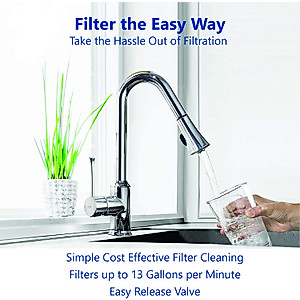 Express Water Whole House Sediment Water Filter – Spin Down Home Water Filtration System – 50 Micron Reusable Sediment Filter Cartridge – 1” and 3/4" Compatible with Filter, Mounting Bracket, Adapters