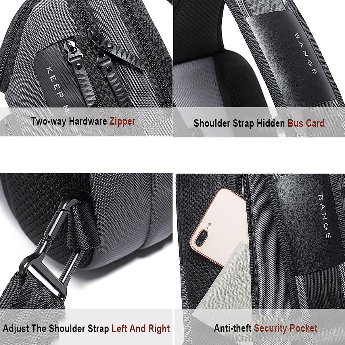 OZUKO Sling Backpack Sling Bag Crossbody Backpack Shoulder Casual Daypack Rucksack for Men (Gray)