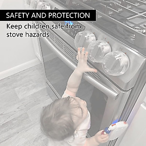 12 Pack Stove Knob Covers for Child Safety, Clear Gas Stove Knob Covers, Transparent Design Stove Guard with Lock for Childproof and Baby Stove Gas Knob Covers Gas Oven