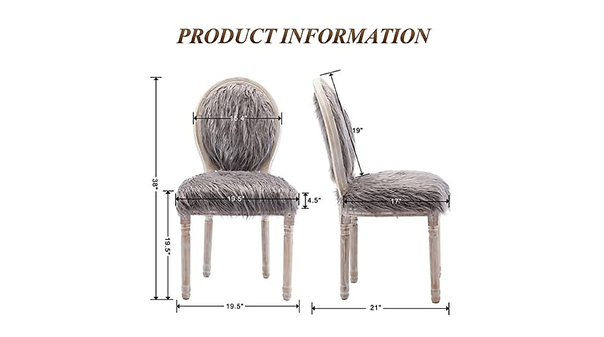 Fluffy Upholstered Dining Chair - Vintage Grey Accent
