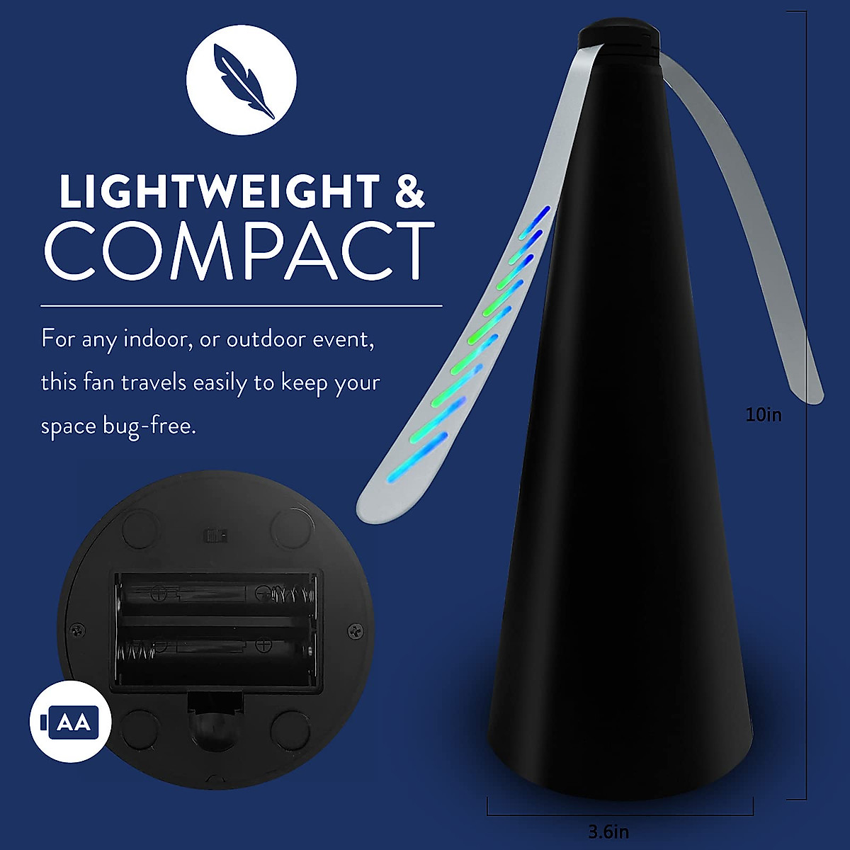 Bug Repellent Fly Deterrent Fan,Bug Repellent for Tables Indoor Outdoor Meal, Portable Table Bug Repellent Keep Flies Away from Your Food Black（1 Pack）