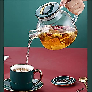 CXDTBH Tea Cup Glass Kettle European Household Ceramic Nordic Coffee Cup And Saucer Utensils Afternoon Tea Set (Color : D, Size : As the picture shows)