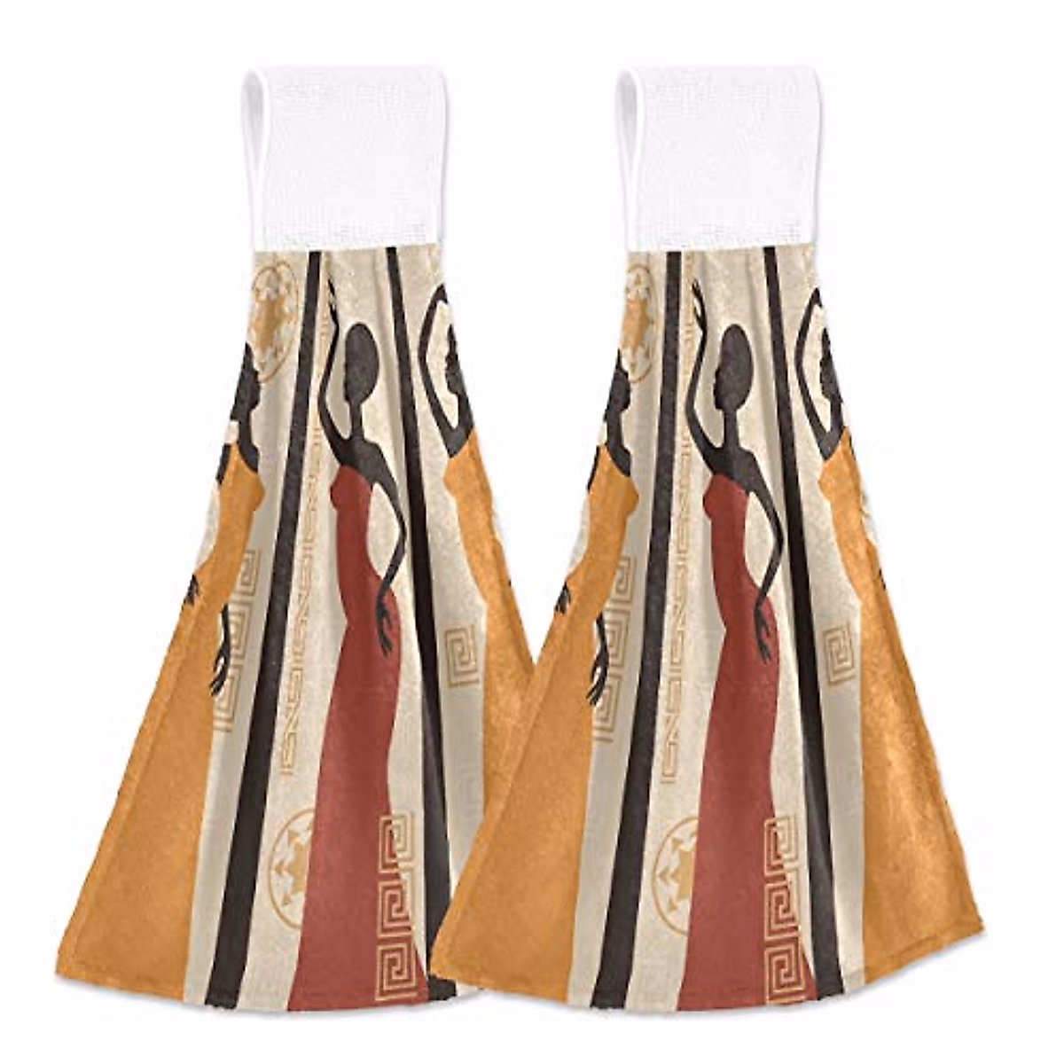 DOMIKING Absorbent Hanging Kitchen Hand Towels - Beautiful African American Women Dishcloths Decorative Hang Cloth Tie Towels for Farmhouse Housewarming Laundry Room